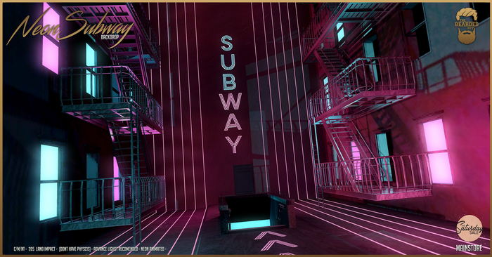 Second Life Marketplace - Neon Subway Backdrop - The Bearded Guy